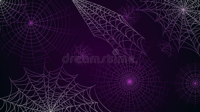 Spiders on Web with Dark Background. Halloween Background Element ...