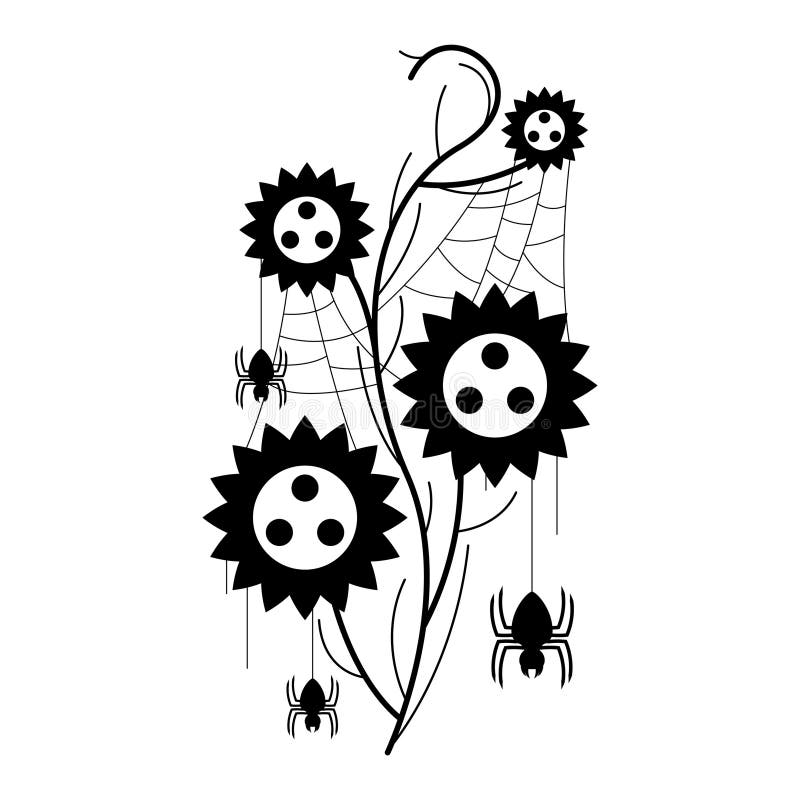 Spiders On Web With White Background Halloween Background Element Spooky Scary Horror