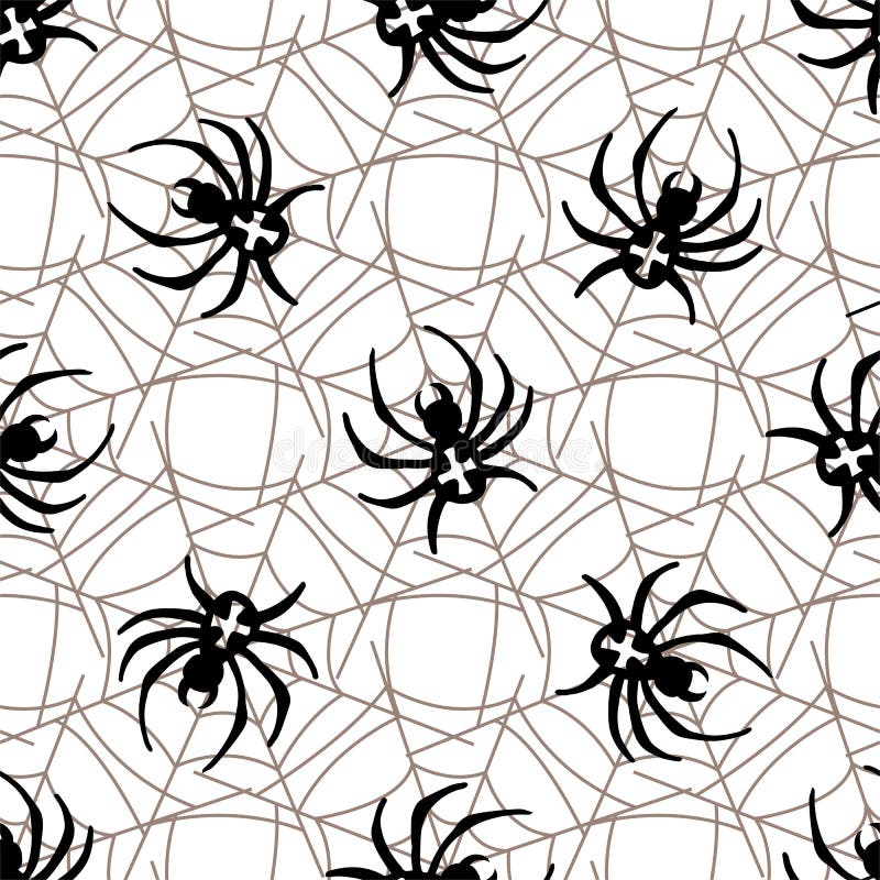 Spiders on Webs Seamless Pattern Stock Vector - Illustration of fabric ...