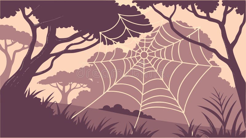 Spiderweb in Arid Landscape, Stark Natural Pattern, Vector Design ...