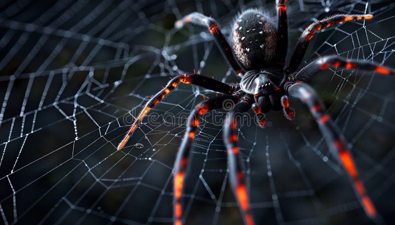 Spiderweb on Black Darkness - Halloween Background - Real Cobweb Stock ...