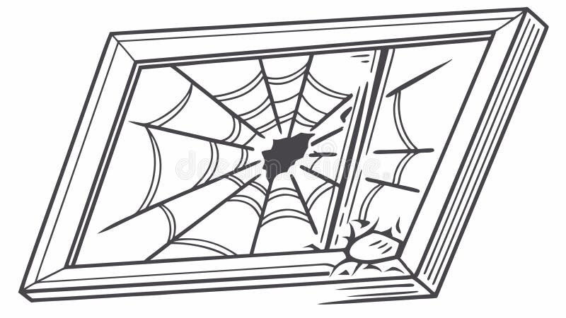 Spiderweb on Broken Window Frame Illustration, Vector Design Generative ...