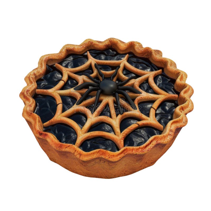 A Spiderweb-Decorated Pie with a Black Spider on Top Stock Image ...