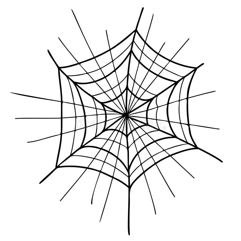 Spiderweb. Halloween Cobweb. Close Up. Linear Hand Drawing. Vector ...