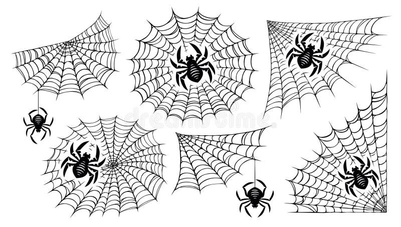 Spiderweb, Spider Set. Black Mesh Patterns with Halloween Party ...