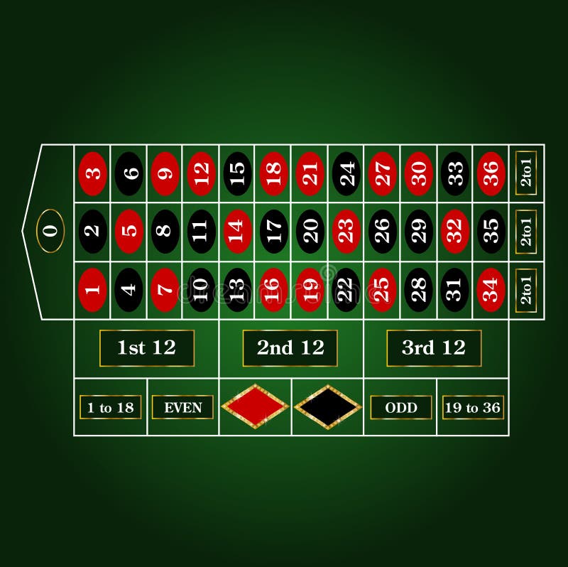 Spielfeld für Roulette vektor abbildung. Illustration von karten - 91809903