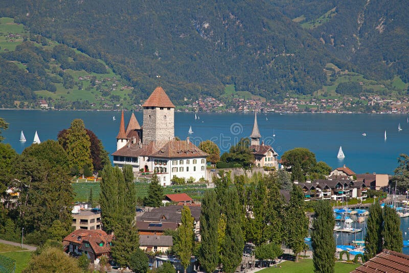 Spiez castle stock image. Image of medieval, calm, european - 21106227