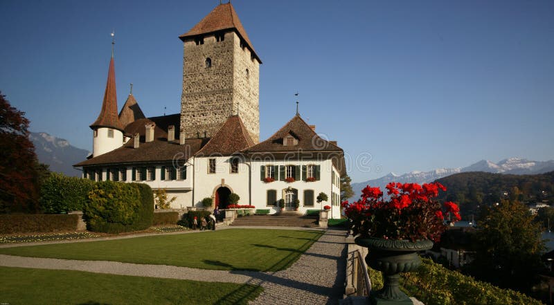 Spiez Castle, Switzerland stock photo. Image of fort - 34374938