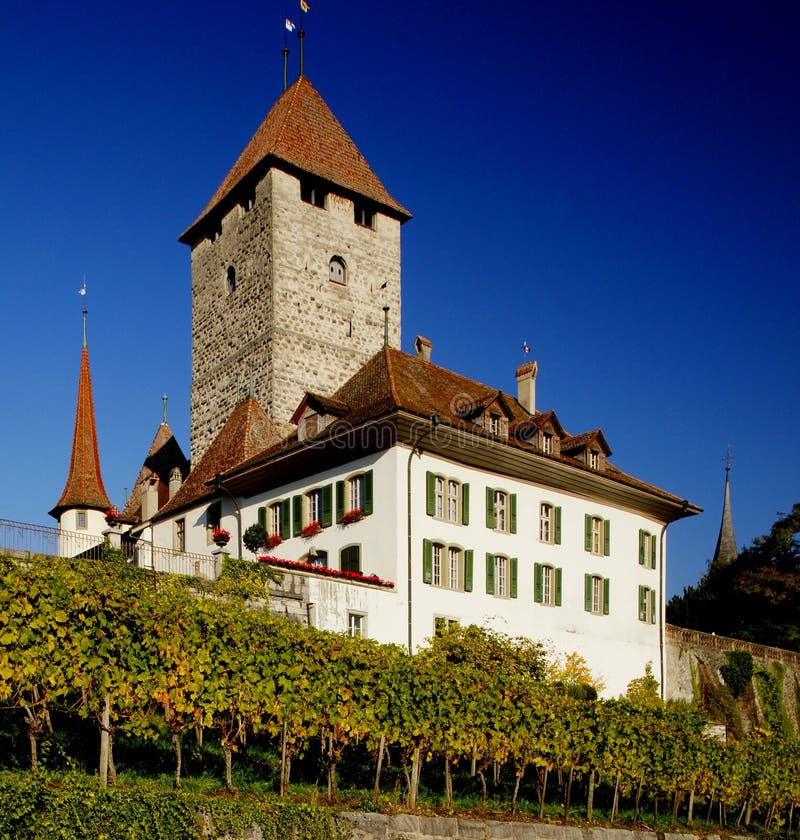 Spiez Castle, Switzerland stock photo. Image of fort - 34374938