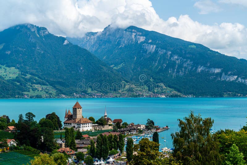 Spiez Castle in Switzerland Stock Image - Image of thun, thunersee ...