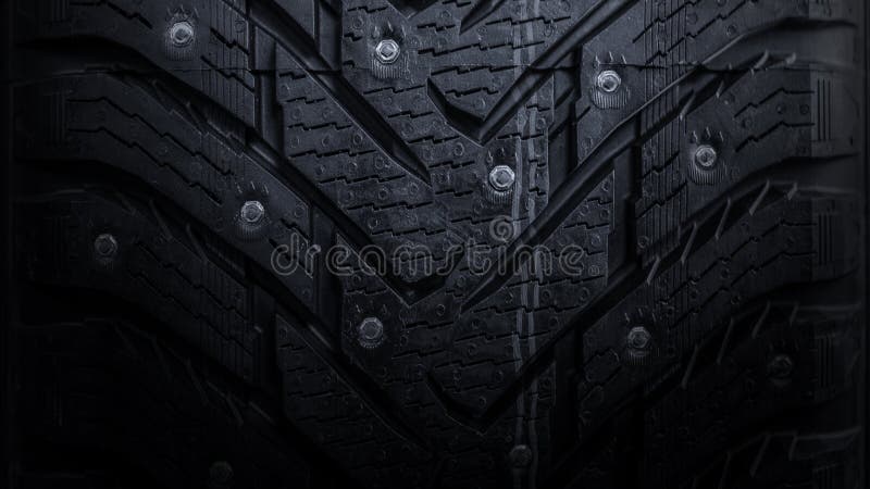 Spike Car Tire, Close-up Tread, Top View, Monochrome Image Stock Photo ...