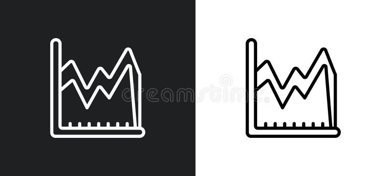 Spike Chart Outline Icon in White and Black Colors. Spike Chart Flat ...