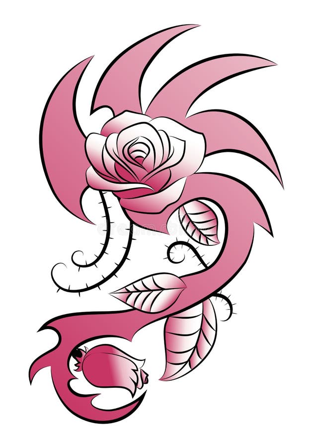 Spike rose flowers tattoo stock illustration. Illustration of spike ...