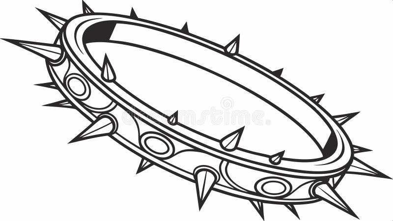 Spiked Collar or Choker Outline Design with Decorative Spikes Vector ...