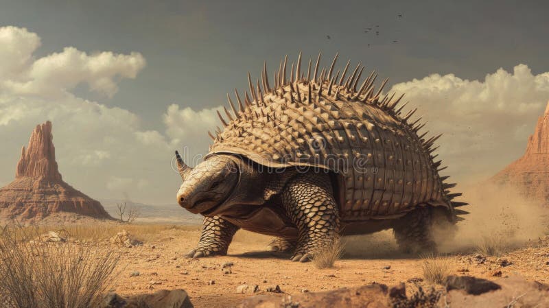 Spiked Desert Turtle in Arid Landscape Stock Illustration ...