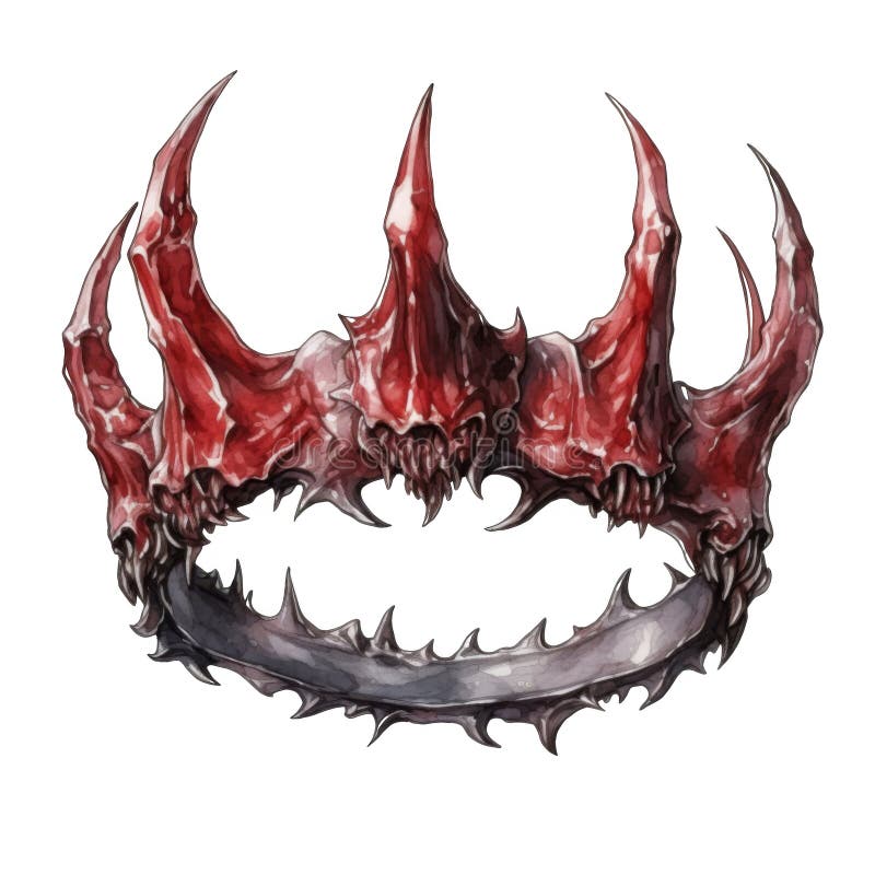 A Spiked and Fanged Crown with Red Spikes and a Gray Band Stock Image ...