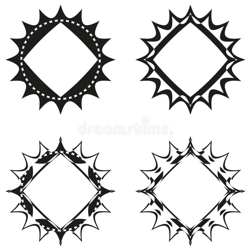 Spiked Frame Collection. Square Border Shapes. Abstract Vector Elements ...