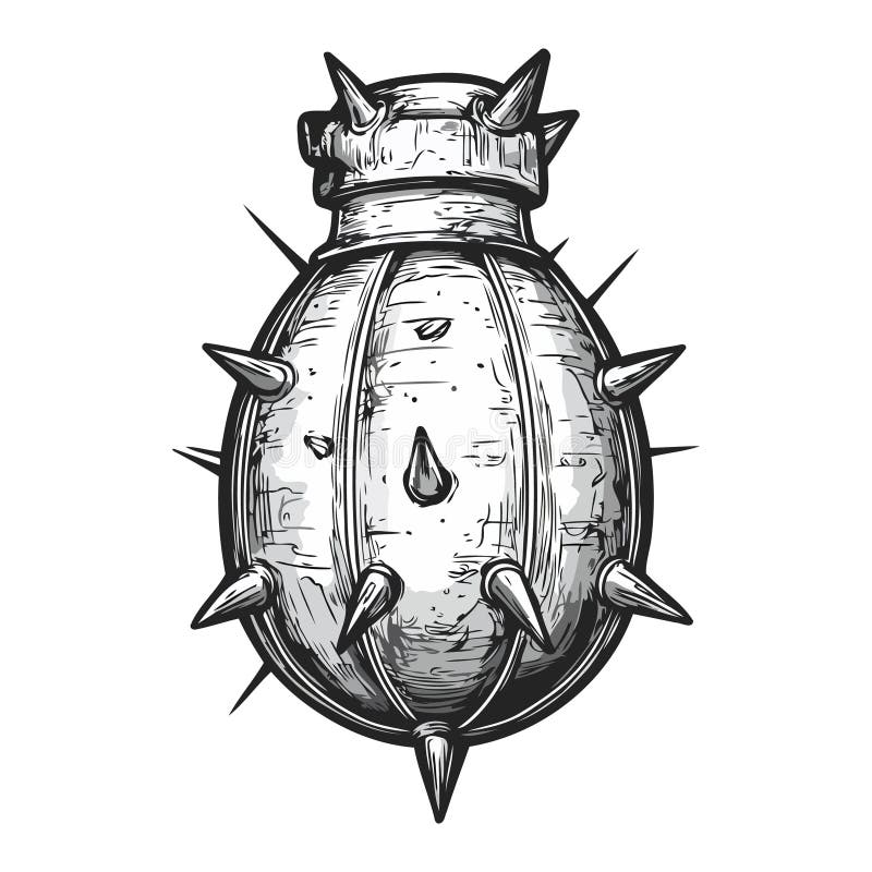 Spiked Hand Grenade Vector Illustration. Stock Vector - Illustration of ...