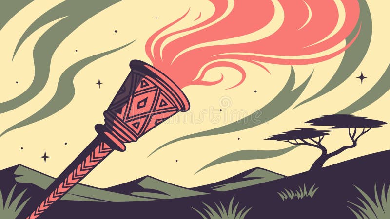 Spiked Mace with Ancient Torch in Desert Landscape Vector, Vector ...