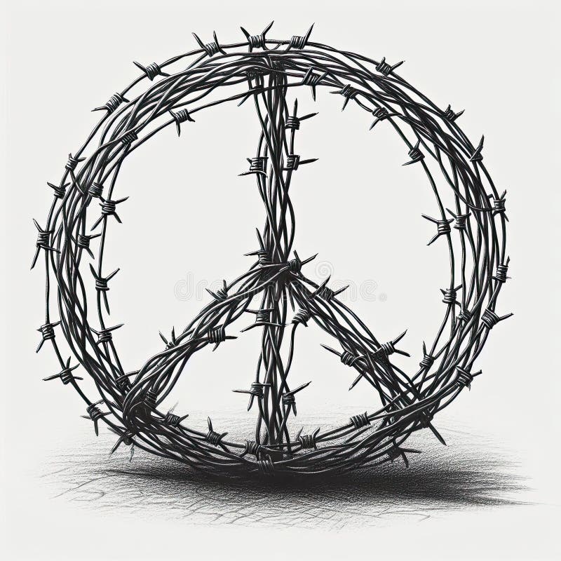 Spiked Peace Sign As Stark Metaphor Stock Illustration - Illustration ...