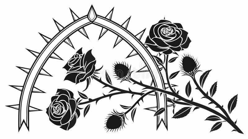 Spiked Rose Wreath Gothic Floral Edge, Vector Design Generative AI ...