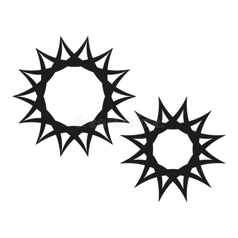 Spiked Shapes. Abstract Vector Icons. White Pattern on Black. Dynamic ...