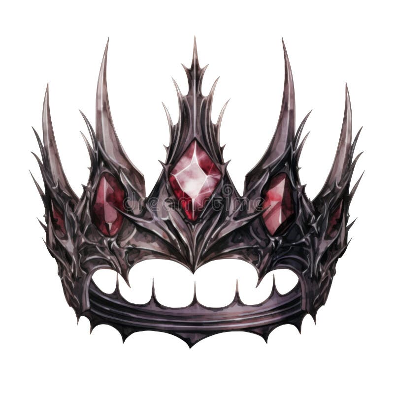 Spiked Silver Crown with Red Gemstones Stock Image - Illustration of ...