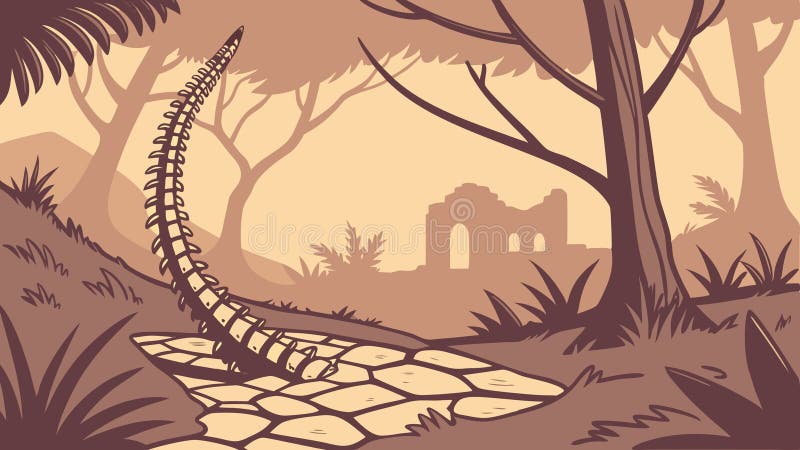 Spiked Spine in Ancient Forest, Primeval Mystery, Vector Design ...