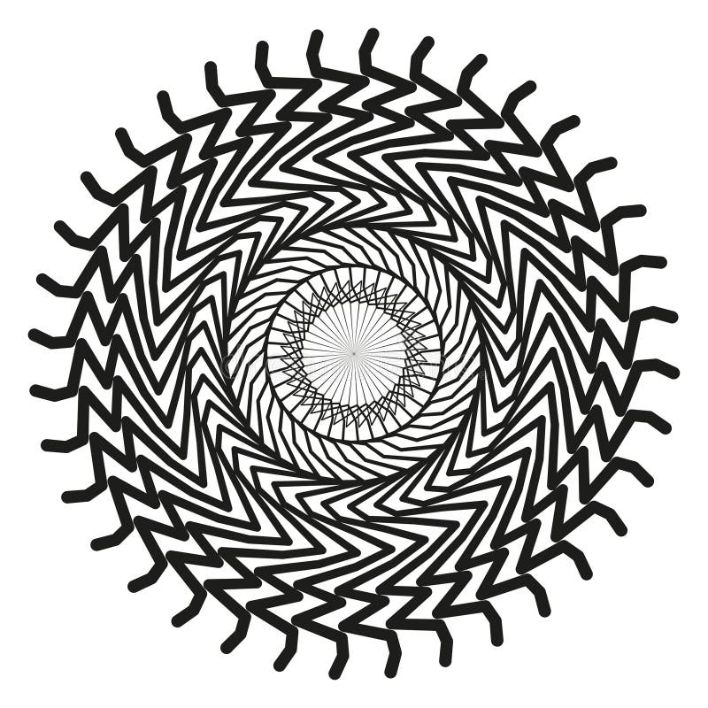 Spiked Spiral Shape. Sharp Leaf Pattern. Optical Round Illusion. Vector ...