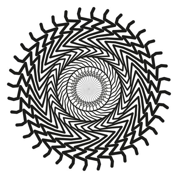 Spiked Spiral Shape. Sharp Leaf Pattern. Optical Round Illusion. Vector ...