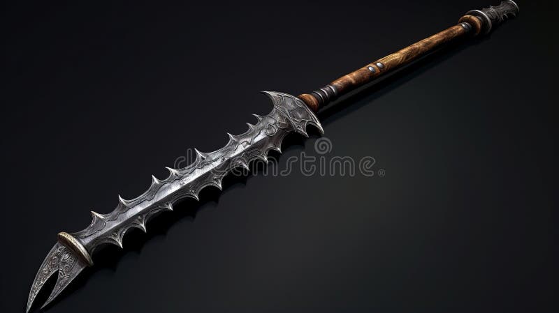 Spiked Sword with Dark Background - Realistic Textures and Fantasy ...