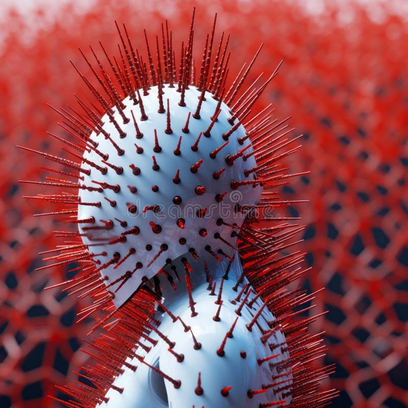 Spikehead: a 3d Rendered Image of a Human Head with Spikes Stock ...