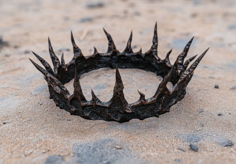 Spiky Black Crown on Sandy Ground Stock Illustration - Illustration of ...