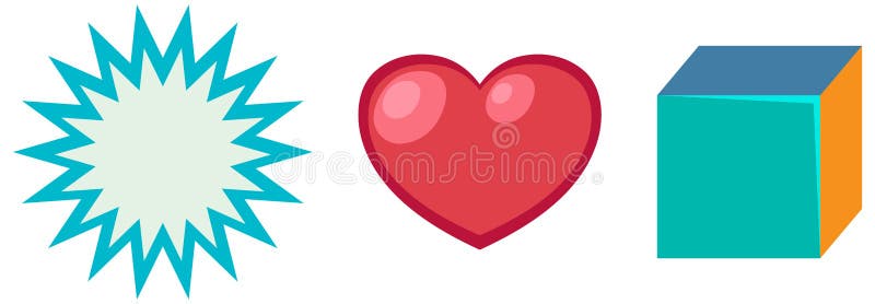 Spiky Bubble and Red Heart and Cube Stock Vector - Illustration of ...