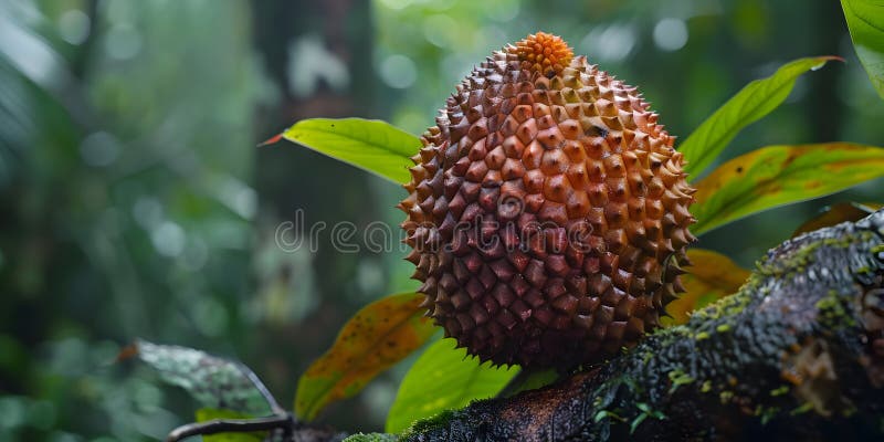 Spiky Fruit on a Tree Branch in a Tropical Rainforest - Realistic Image ...