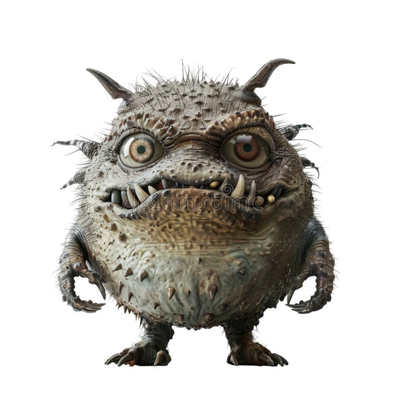 A Spiky, Grotesque, Brown Monster with Sharp Teeth and Claws Stock ...