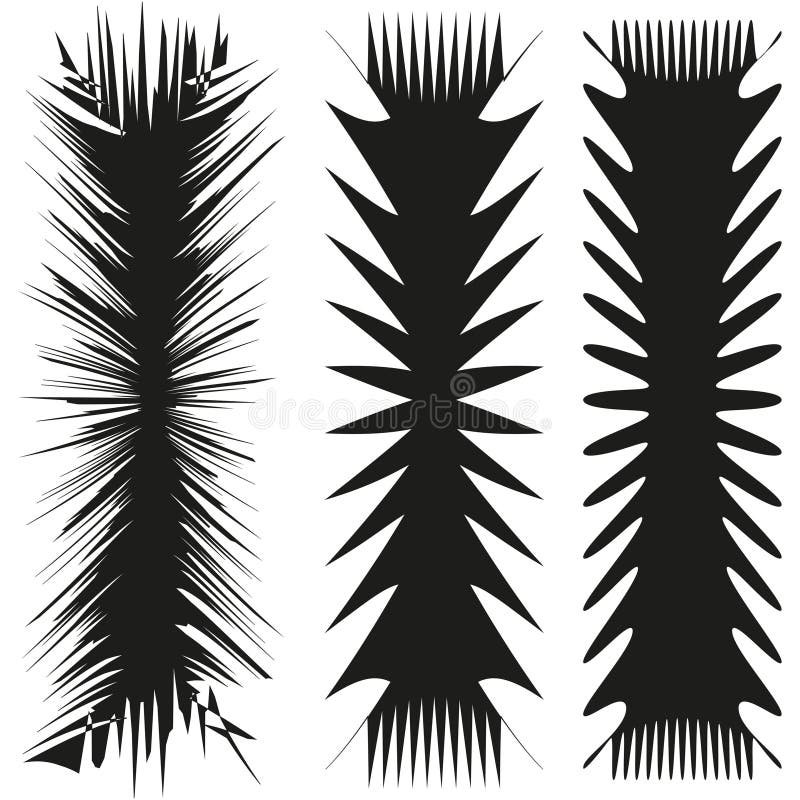 Spiky Linear Shapes. Abstract Vector Forms. Two Jagged Elements. Black ...