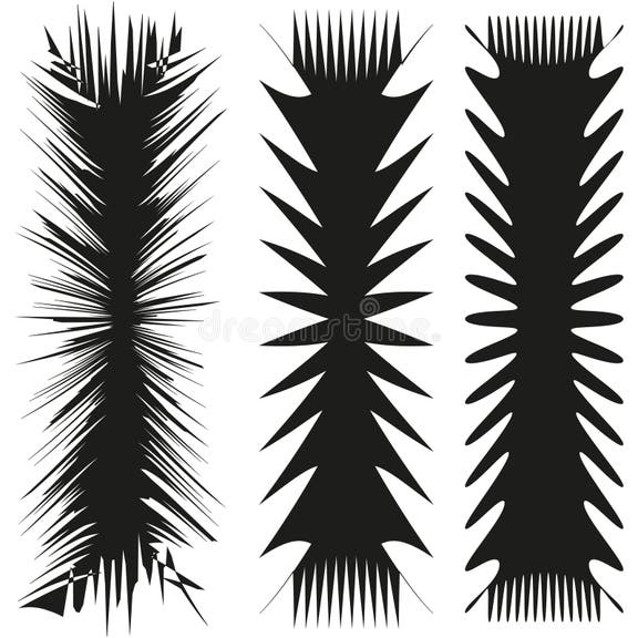 Spiky Linear Shapes. Abstract Vector Forms. Two Jagged Elements. Black ...