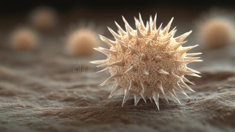 Spiky Sea Creature on Sandy Surface Stock Illustration - Illustration ...