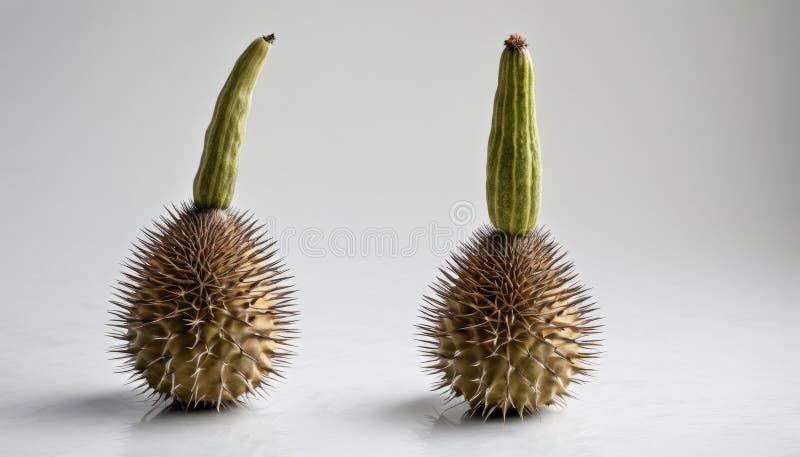 Spiky Seed Pods in Focus on White Background Stock Illustration ...