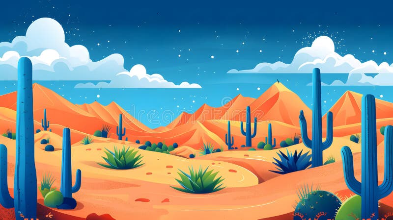 Spiky Terrain: Simple and Clean Digital Drawing of a Desert Setting ...