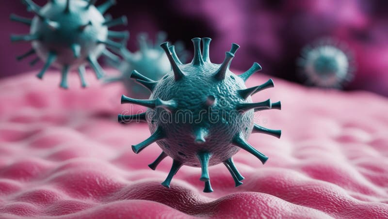 Spiky Virus Germs Under Microscope, Cause of Disease, Sickness or ...