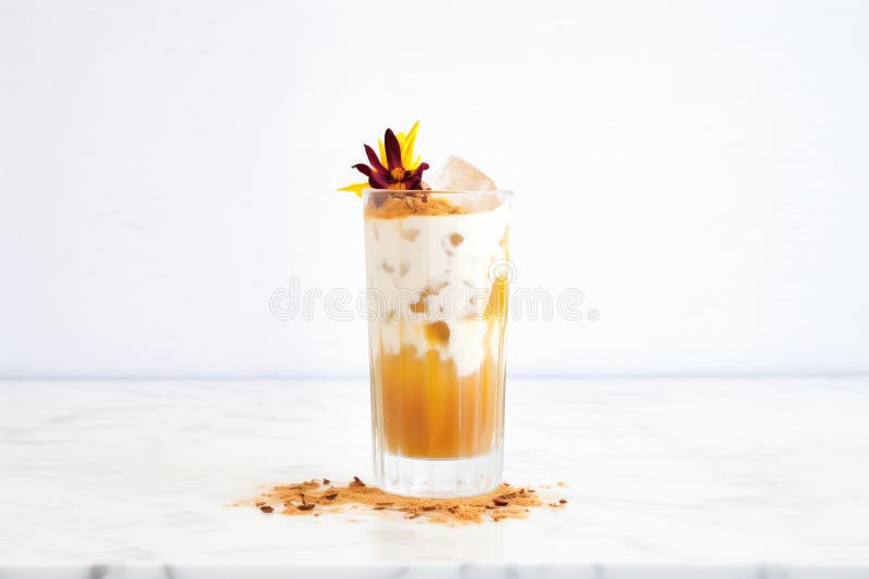 Spill of Iced Chai Latte on White Marble Surface Stock Photo - Image of ...