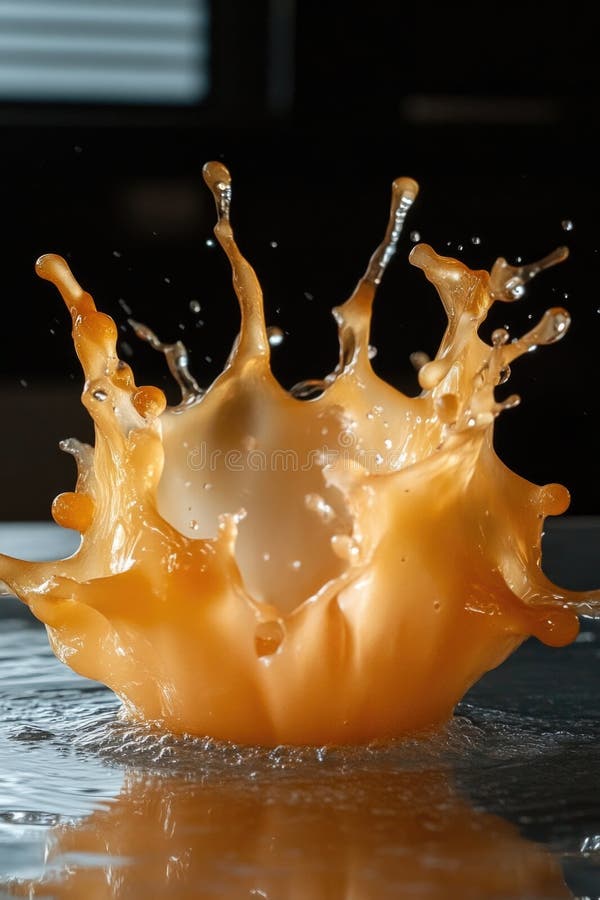 A Spill of Orange Liquid on a Table Surface Stock Image - Image of ...