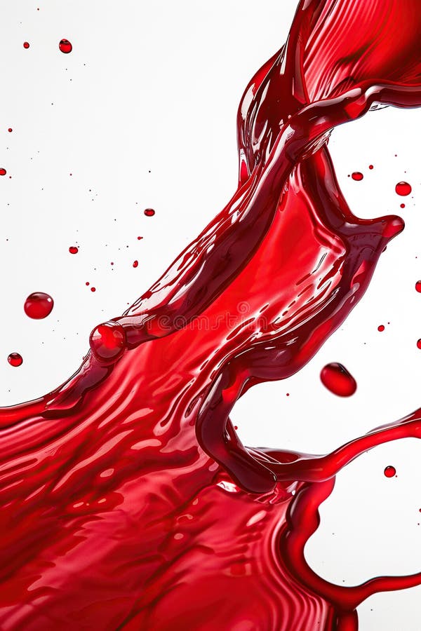 Spill or Splash of Red Liquid Isolated on White Background. Generative ...