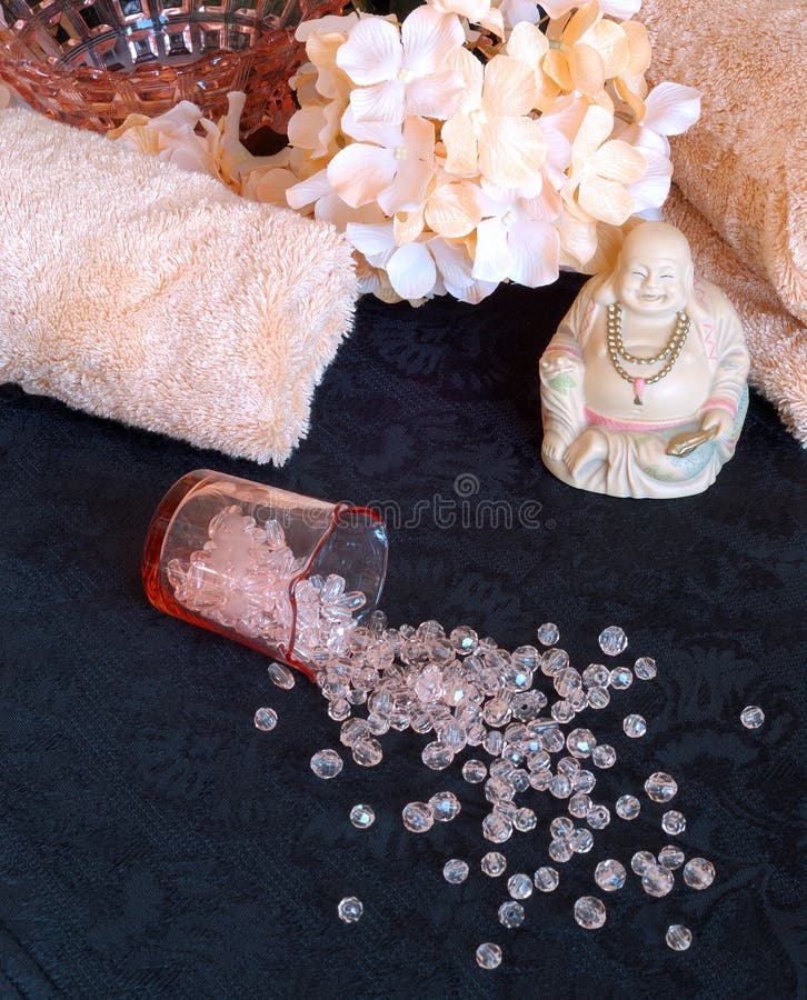 Spilled Beads and a Laughing Buddha. Stock Image - Image of wisdom ...