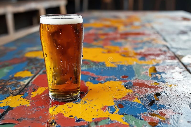 A Spilled Beer on a Table, Humorous and Relatable, Playful Vibe Stock ...