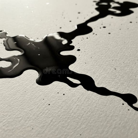 Spilled Black Ink on a Light Background. Stock Image - Image of texture ...