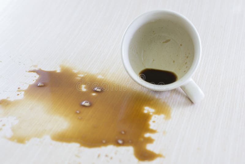 Spilled Coffee Cup Stain on Wooden Floor Stock Image - Image of food ...