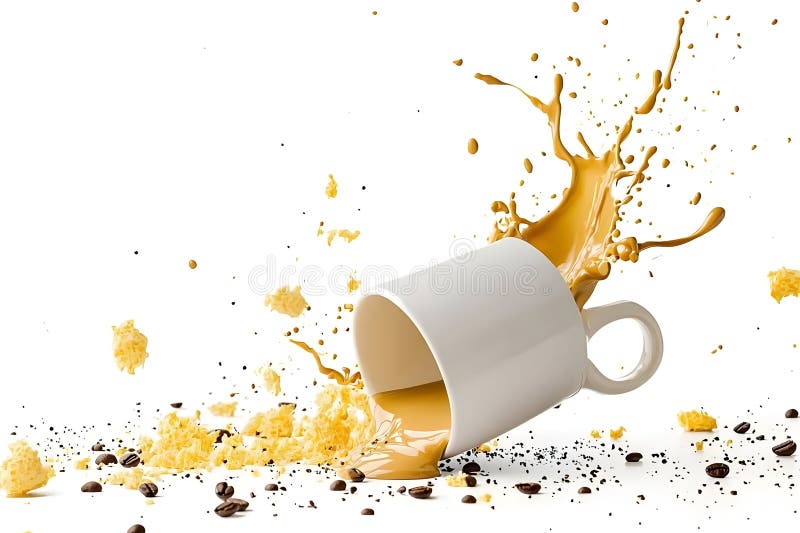 Spilled Coffee Drink with Crumbs Explosion Stock Illustration ...